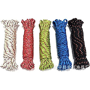 All-Purpose Clothesline, 0.2 inch X 11 Yard (10 M) Nylon Braided Rope, Weather Resistant Laundry Line Cord for Hanging and Drying, Portable Lightweight Indoor Outdoor Travel - Pack of 3