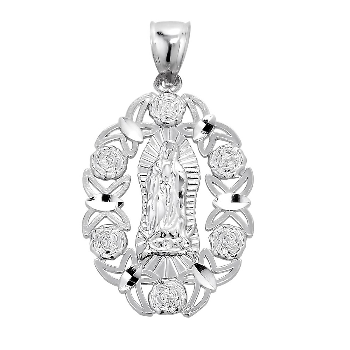 925 Sterling Silver Miraculous Medal Charm Blessed Our Lady of Guadalupe Pendant
