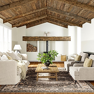 Rugs USA x Lauren Liess Rosewood Vintage Machine Washable Area Rug, 9x12, Brown