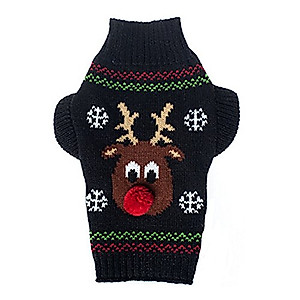 BOBIBI Dog Sweater for Christmas Cartoon Reindeer Pet Cat Winter Knitwear Warm Clothes