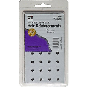 Charles Leonard Paper Hole Reinforcements, Self-Adhesive Labels, 544/Box (72544) , White