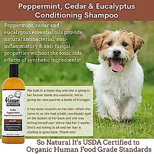 4Legger Organic Dog Shampoo and Conditioner USDA Certified - All Natural Concentrated Cedar Dog Shampoo with Peppermint, and Eucalyptus - Dog Shampoo for Itchy Skin - Dog Shampoo for Smelly Dogs 16 oz