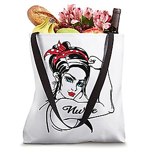 Female Nurse Rosie The Riveter Pin Up Girl Tote Bag