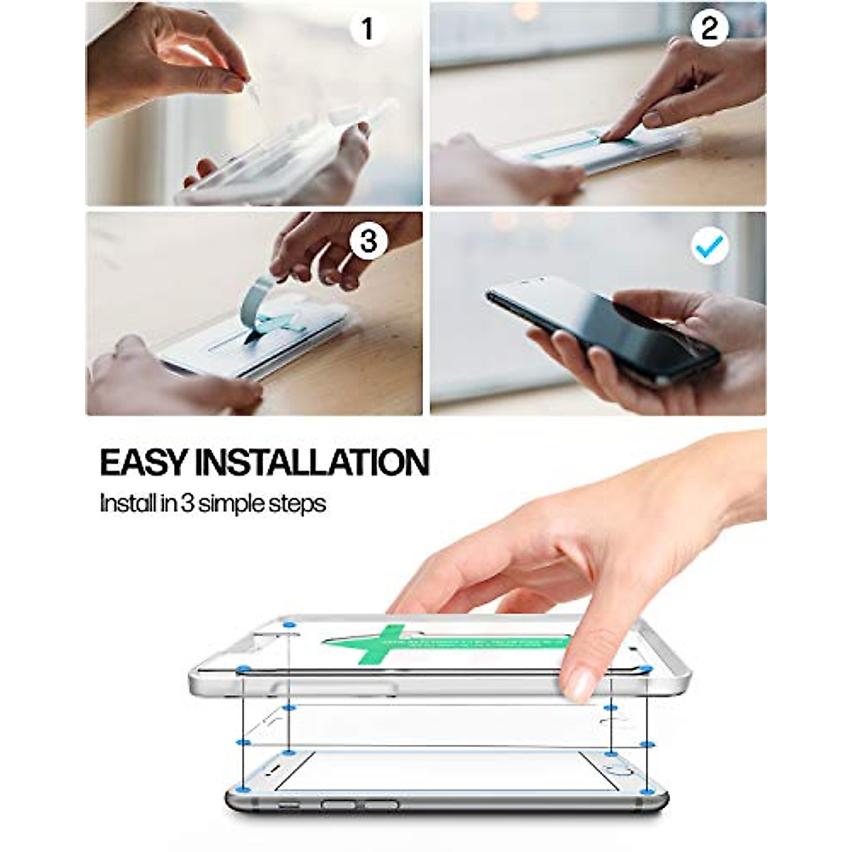 Power Theory Designed for iPhone 8 Plus Screen Protector/iPhone 7 Plus Screen Protector Tempered Glass [9H Hardness], Easy Install Kit, 99% HD Bubble Free Clear, Case Friendly, Anti-Scratch, 2 Pack