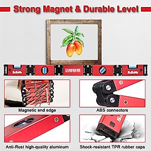 NEW UPGRADE Magnetic Level Tool Multi-Function Bubble Level 5-28inch Folding Level Small Mini Spirit Leveler Foldable Into Toolbox, Angle Line Leveling for Craftsman Construction Woodworking