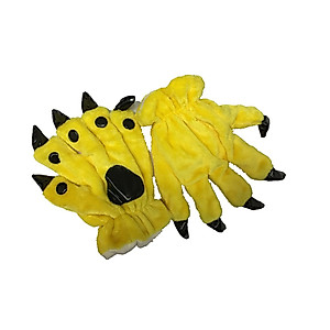 QZERPLAY Unisex Paw Claw Winter Finger Gloves for Halloween Costume Yellow L