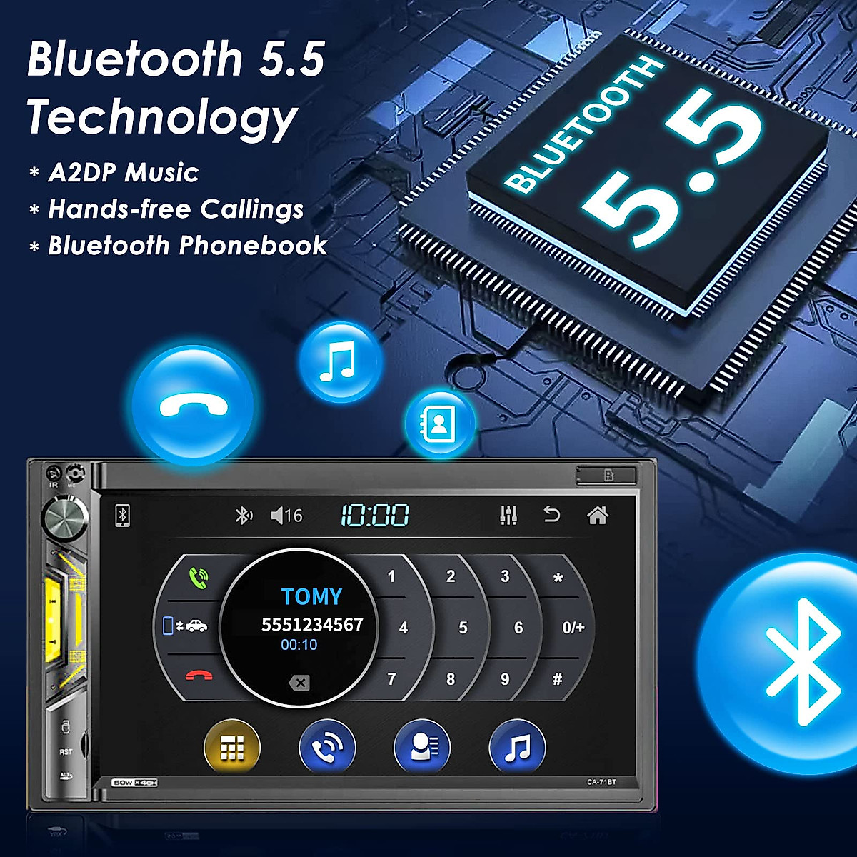 Double Din Bluetooth Car Stereo: 7 Inch LCD Touchscreen Car Audio Receiver - Mirrorlink MP5 Car Radio with AM FM RBDS Backup Camera USB SD AUX Subwoofer Phone Charge