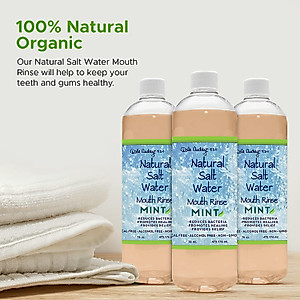 Natural Saltwater Mouth Rinse | Himalayan Pink Salt Water Oral Rinse | Organic Refreshing Mint Flavor Fluoride Free for Fresh Breath | Mouthwash for Bad Breath Treatment | 3 Pack 16 Oz
