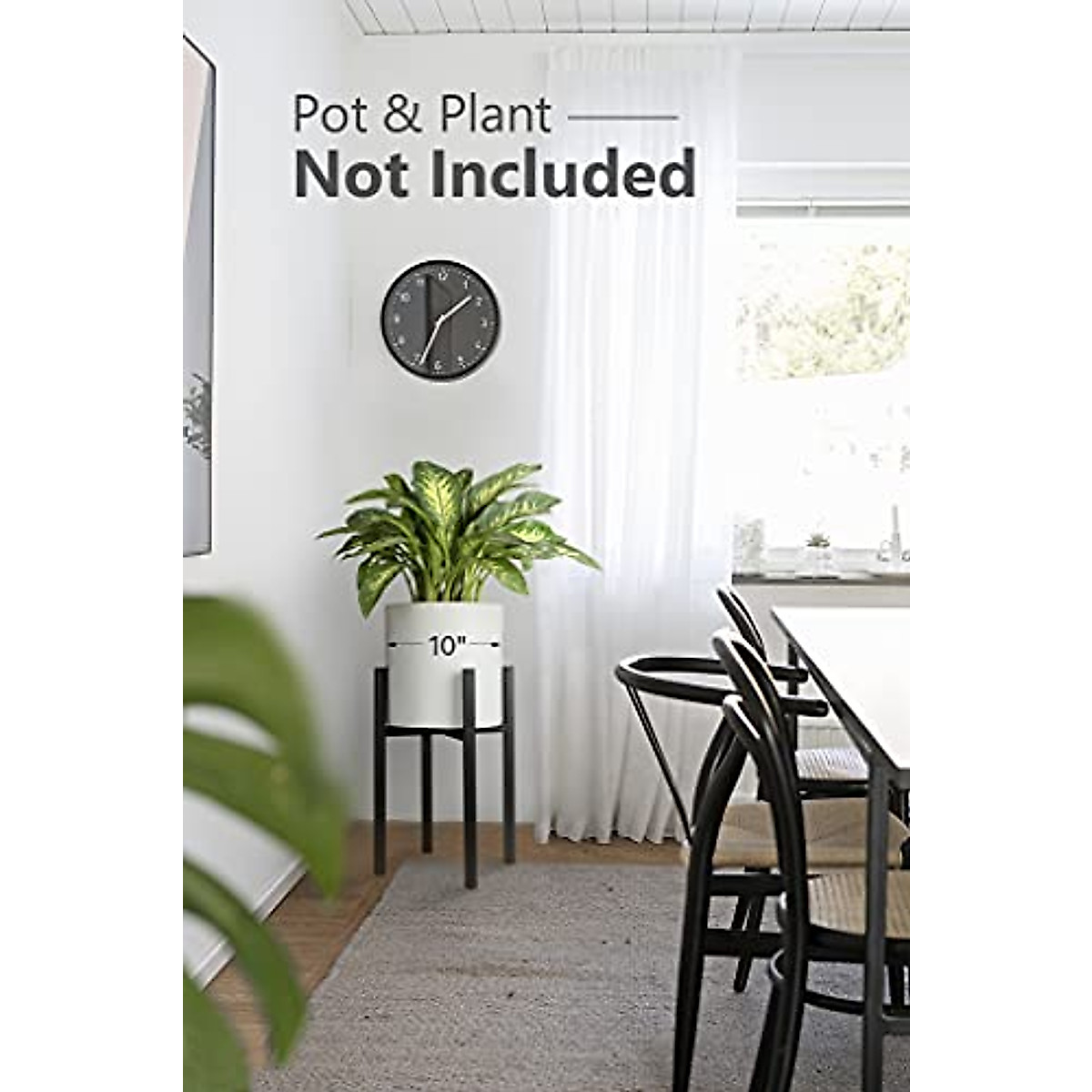 Mkono Plant Stand - EXCLUDING Plant Pot, Mid Century Modern Tall Metal Pot Stand Indoor Flower Potted Plant Holder Plants Display Rack, Fits Up to 10 Inch Planter, Black