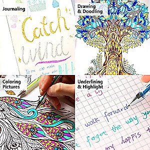 feela 200 Pack Glitter Gel Pens Set 100 Gel Pen plus 100 Refills for Adult Coloring Books Drawing Art Markers
