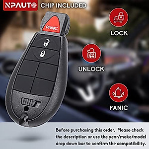 NPAUTO Key Fob Fobik Replacement for Dodge Ram 1500 2013-2021, Ram 2500 3500 4500 5500 2013 2014 2015 2016 2017 2018 Truck Keyless Entry Remote Control Key Fobs (GQ4-53T, 3 Buttons, 433 MHz, 2-Pack)
