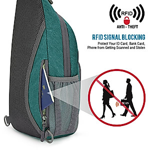 G4Free RFID Sling Bag Crossbody Sling Backpack Small Chest Shoulder Backpack Men Women Hiking Outdoor(Green)