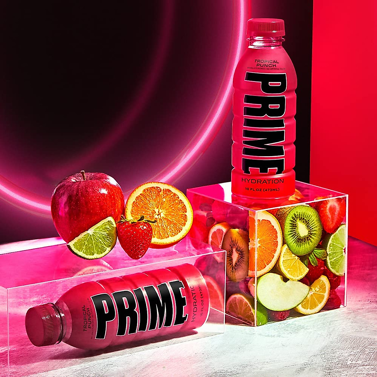 PRIME Hydration TROPICAL PUNCH | Sports Drinks | Electrolyte Enhanced for Ultimate Hydration | 250mg BCAAs | B Vitamins | Antioxidants | 2g Of Sugar | 16.9 Fluid Ounce | 12 Pack