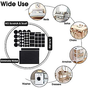 Felt Furniture Pads -56 Pcs(1+2)” Furniture Pads Hardwoods Floors Self Adhesive, Cuttable Felt Chair Pads, Anti Scratch Floor Protectors for Furniture Feet Chair Legs, Furniture Felt Pads, Black