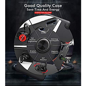 iCoverCase Compatible with Huawei P30 Pro Case with Ring Holder, Rotatable Matal Ring Kickstand [Work with Magnetic Car Mount] Shockproof Anti-Scratch Ultra-Slim Protective Case (All Black)