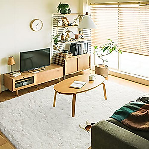 Ucomn Super Soft Rug 5 x 8 Feet, Indoor Shag Area Rug, Fluffy Anti-Skid Shaggy Rug for Apartment, Dorm, Bedroom, Living Room, Furry Carpet for Kid, Ivory