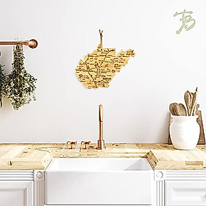 Totally Bamboo Destination West Virginia State Shaped Serving and Cutting Board, Includes Hang Tie for Wall Display