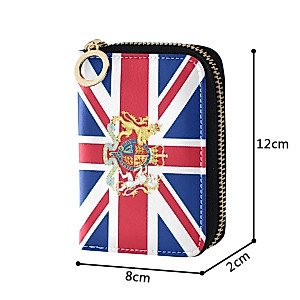 Slim Minimalist Soft Leather Mini Case Holder Organizer Wallet for Women Men London British Flag National Emblem