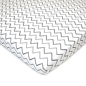 TL Care 2 Pack Fitted Mini Crib Sheet 24" x 38", Soft Breathable Neutral 100% Cotton Jersey Portable Sheet, Navy Whale/Gray Zigzag, for Boys and Girls, Fits Most Pack N Play Mattresses