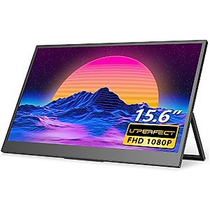 Portable Monitor 15.6, UPERFECT 2022 Portable Computer Monitor, FHD 1080P HDR Frameless Ultra-Slim Lightweight Gaming Screen with Foldable Kickstand, VESA, Mini HDMI 2 USB C for Switch Laptop PS4 Xbox