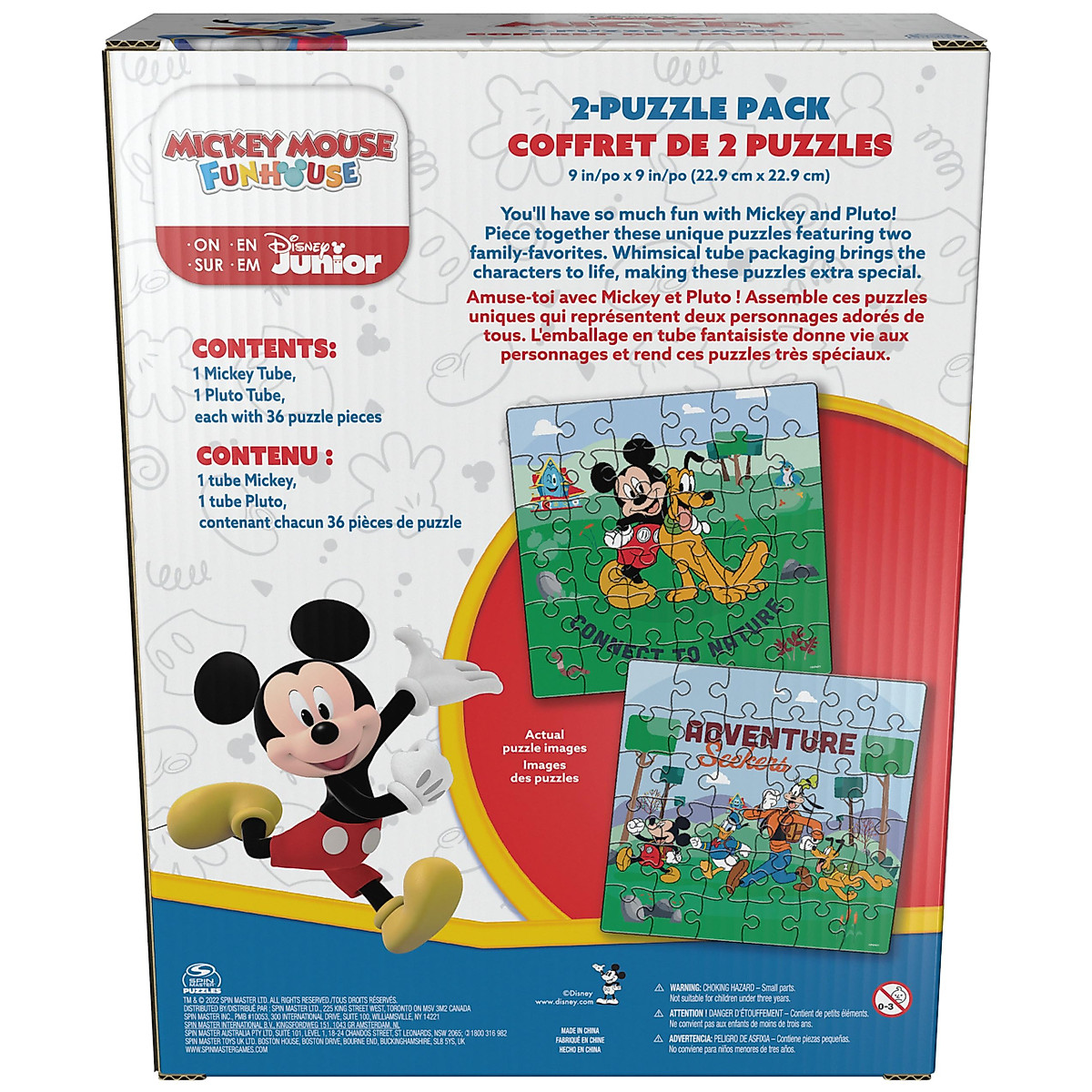 Disney Mickey Mouse, 2-Puzzle Pack 36-Piece Jigsaw Puzzles Storage Tubes Disney Toys Mickey Mouse Clubhouse Kids Puzzles Disney Gifts, for Ages 4 and up