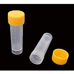 Honbay 20pcs 5ml Plastic Test Tubes Screw Cap Vial Orange Seal Cap Container