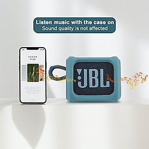 TXesign Silicone Case for JBL Go 3 Portable Speaker with Removable Strap for Bike Golf Cart Travel Carrying Case Protective Sleeve Speaker Cover (Sky Blue)