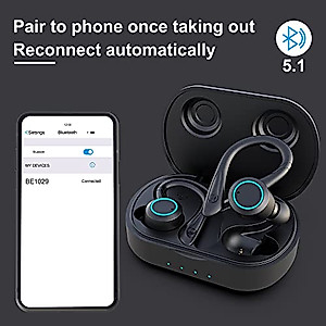 APEKX True Wireless Headphones, Update 5.1 Auto Pairing Touch Control HiFi Stereo Sound in-Ear Earphones Binaural Call Headset with Built-in Mic and Charging Case for Sports Running Black