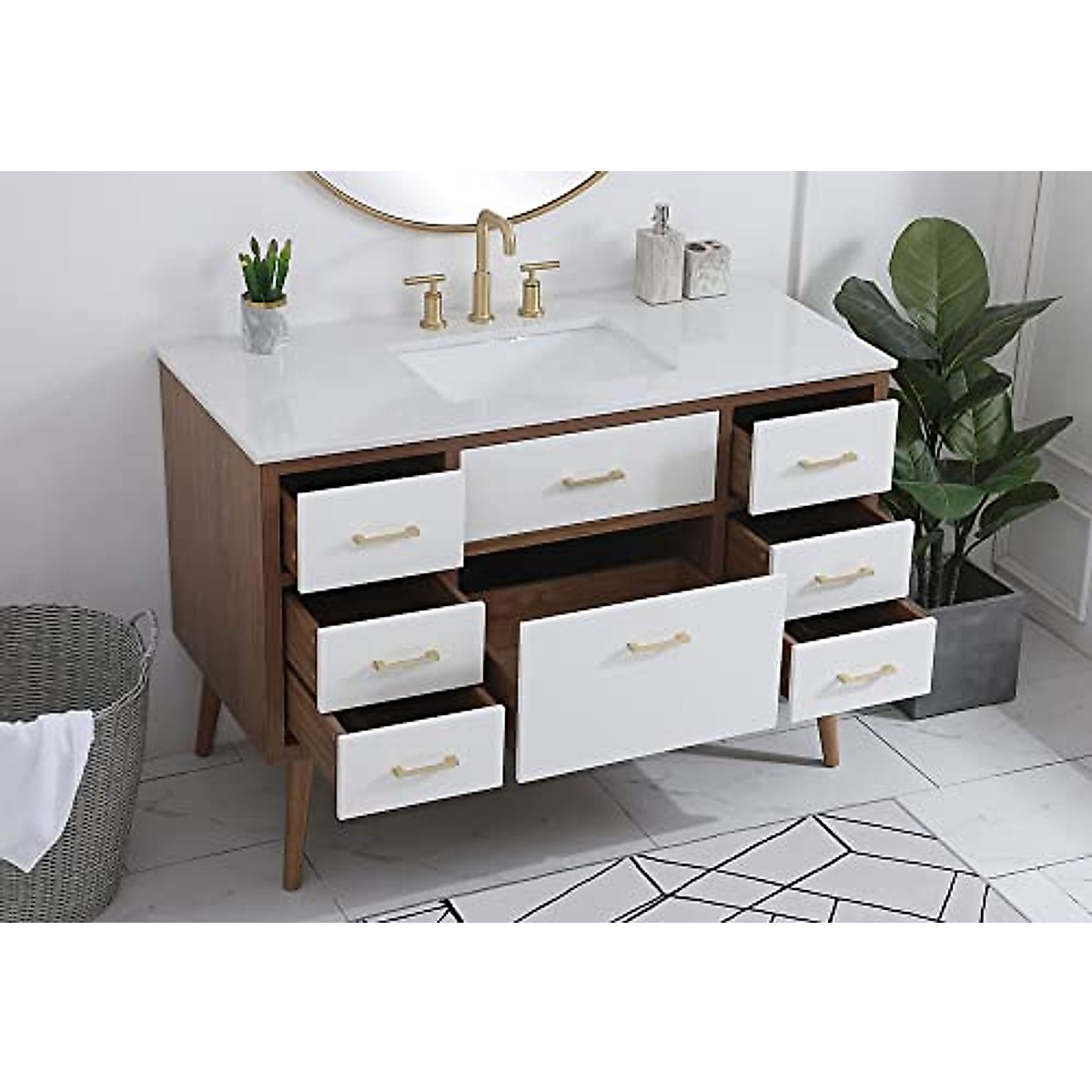 Elegant Kitchen and Bath 48 inch Bathroom Vanity Cabinet - White