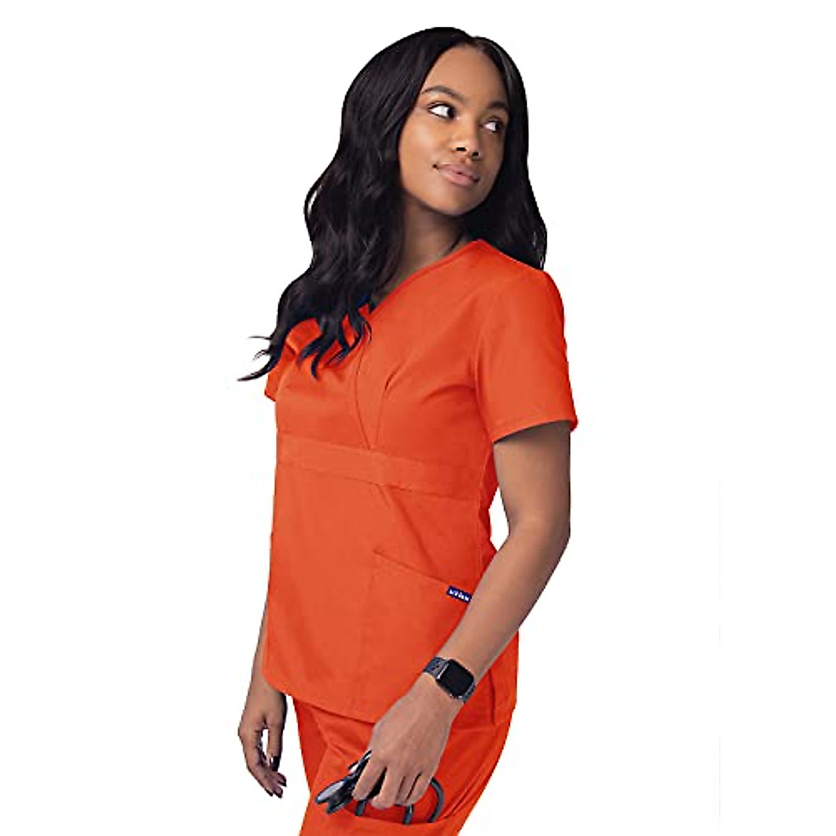 Sivvan Scrubs for Women - Mock Wrap Scrub Top - S8302 - Mandarin Orange - XL