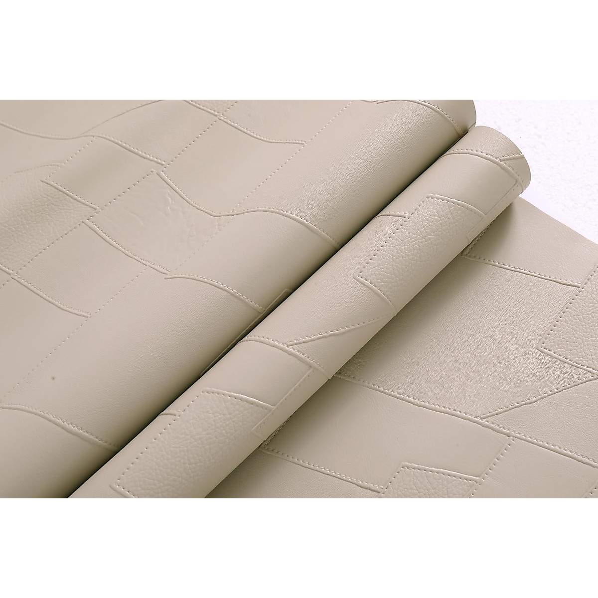 Marine Vinyl Fabric, Upholstery Faux Leather - 61" Width (Actual Usable Portion 57"), Specially Designed for Upholstering Automobile Car Seats, Sofas, and Chairs(Beige,Pre-Cut 36"x61")