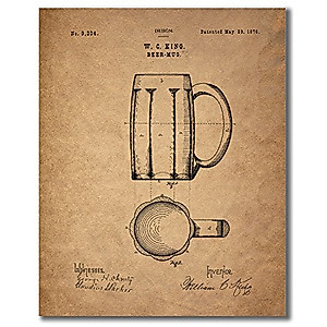 Beer Patent Wall Art Prints - Set Of 6 (8 Inches By 10 Inches) Vintage Bar Photos