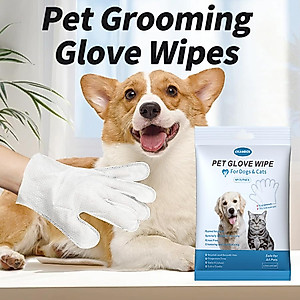 CKANDCK Pet Wipes for Dogs & Cats, Nourish Fur Glove Wipes for Daily Care and Traveling,Extra Thick Cleaning Deodorizing Grooming Gloves,Rinse Free, Unscented