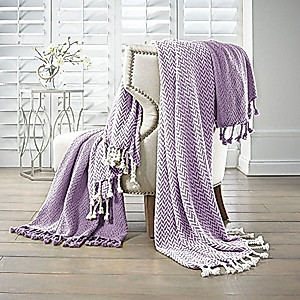 Amrapur Overseas | Monaco 100% Cotton Throw Blanket (Lavender Ash) 2 Pack