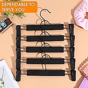 50 Pieces Pants Hangers with Clips Plastic Clothes Hanger Black Skirt Hangers Jean Hangers with 360 Rotatable Hook and 2 Adjustable Anti Rust Clips Trouser Hangers for Closet