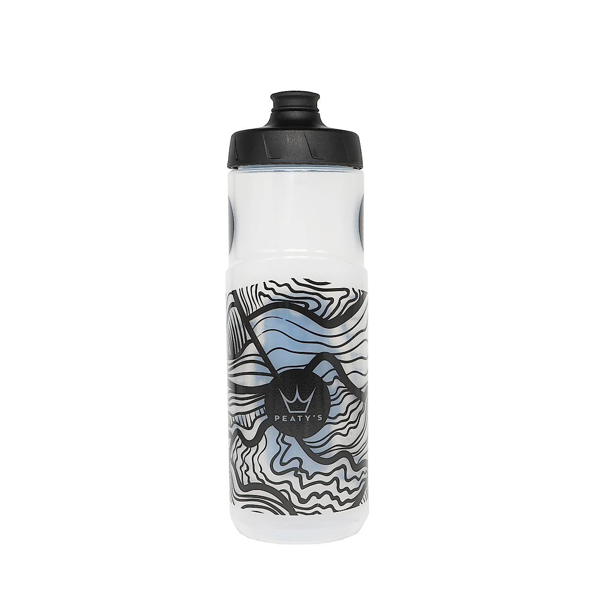 Peaty's Fidlock Lockin Magnetic Bike Water Bottle & Mount, Topo/Clear, 600 ml/ 20 oz.