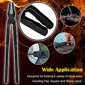 Beginner Blacksmith Starter Assembled Bladesmith Knife Making Tongs Anvil Vise Forge Wolf Jaw Tongs (15 in)