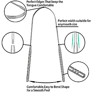 Tongue Cleaner, Steel Tongue Scrapers for Adults,Use for Plaque Removal, Bad Breath and to Restore l Hygiene or Taste Sensation