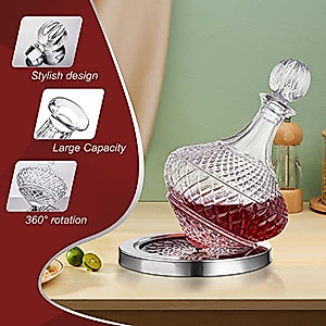 paysky spinning wine decanter with stopper, 50 oz red wine decanter crystal and gift box, for wedding gift, birthday, helovers'day, christmas day.