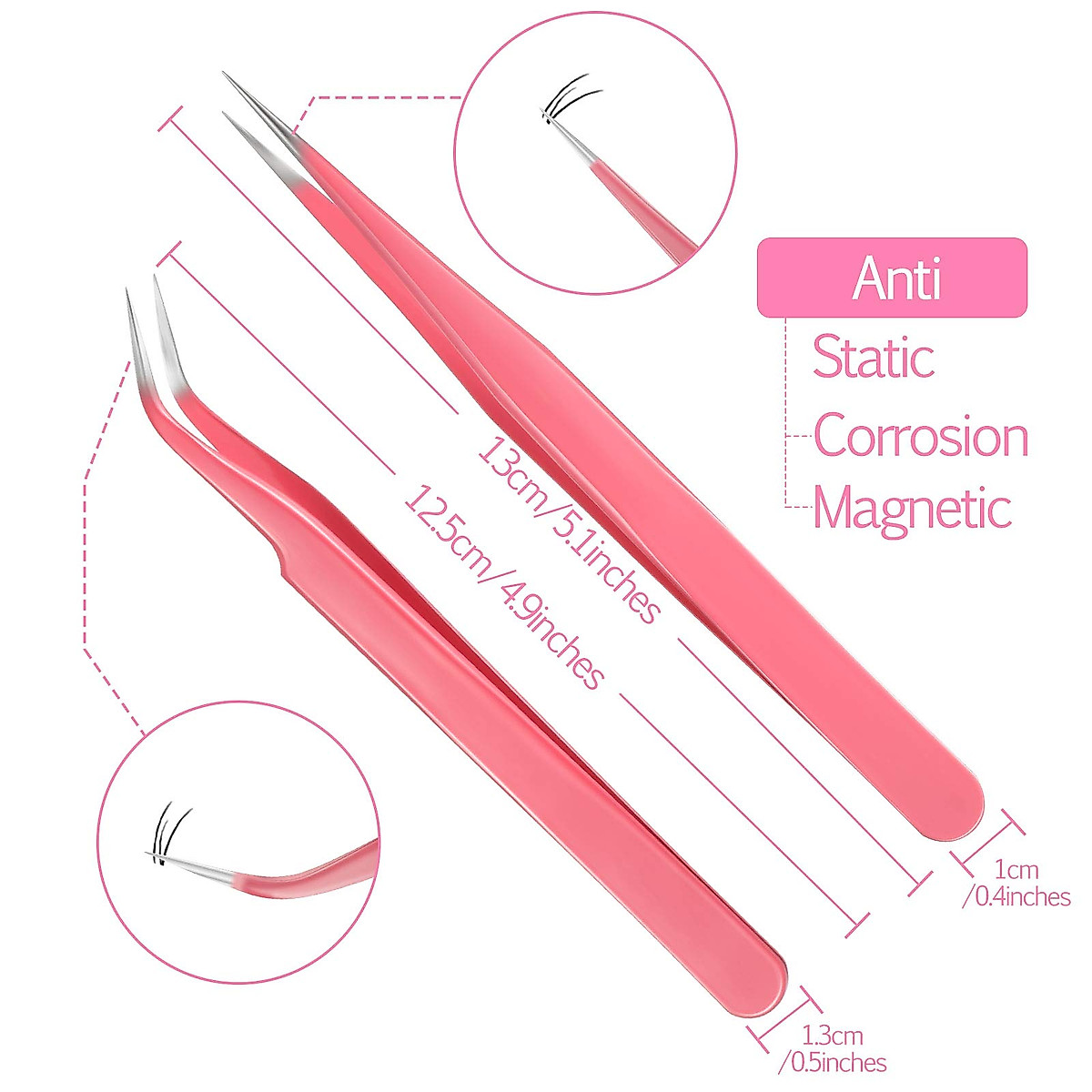 200 Pieces False Eyelashes Glue Holders Pink Flower Shape Glue Pallet Pad with Straight and Curved Tip Tweezers for Eyelash Extension False Lash Application Tools