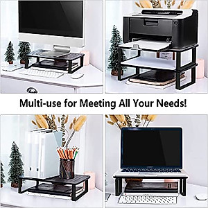 YOONTURN Monitor Stand Riser for Laptop, Computer, PC, Printer, Mesh Metal Monitor Riser for Desktop Organizer
