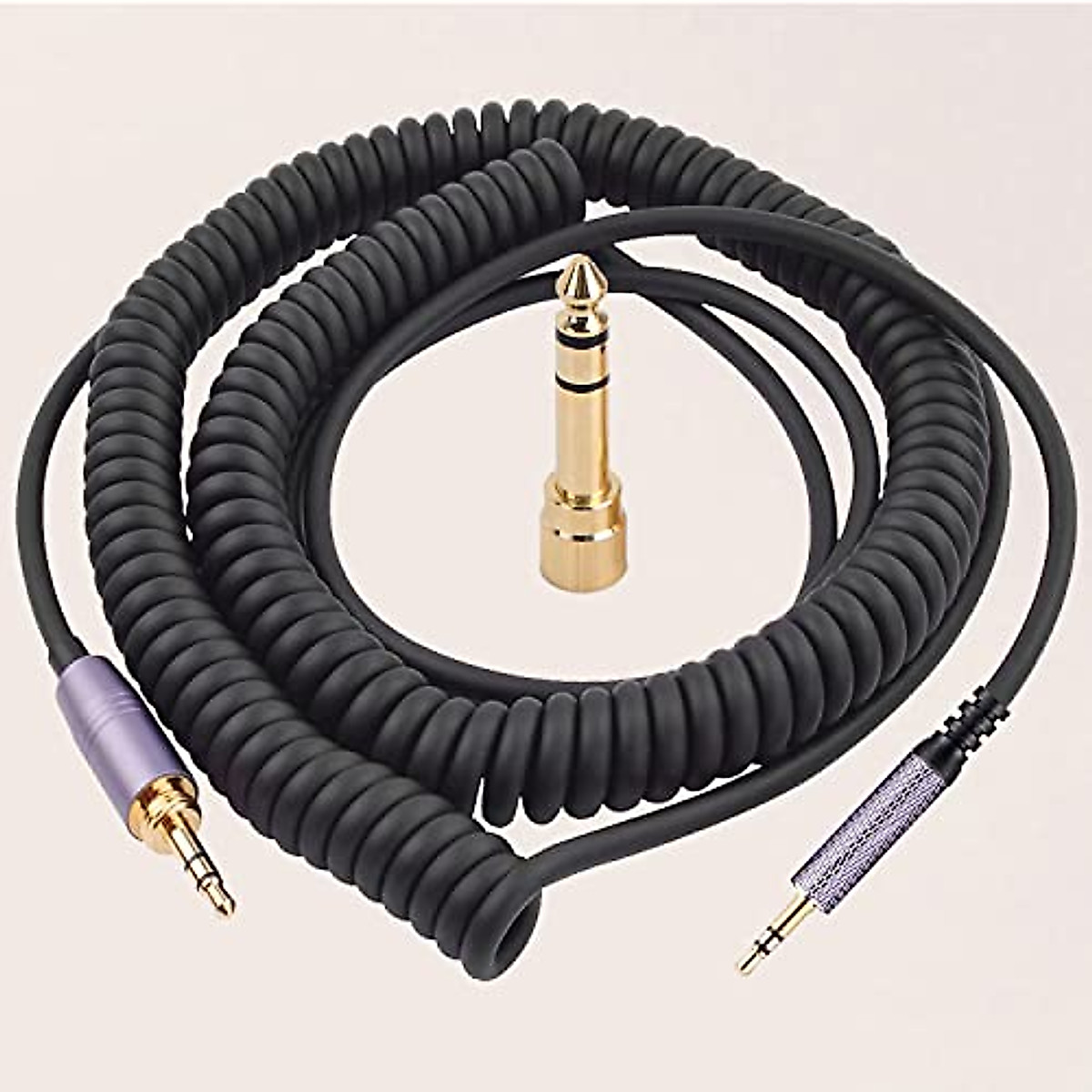 FAAEAL QC35 Coiled Audio Cable Replacement for Bose QC45(QuietComfort 45) NC700,AKG Y55BT Y55 Headphones, 2.5mm to 3.5mm(1/8”) Extension Aux Cord with 6.35mm (1/4") Adapter 14ft