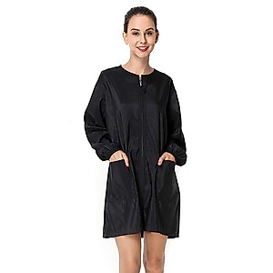 Exttlliy Chameleon Fabric Salon Smock Professional Stylist Jacket Waterproof Haircut Cape Barber Apron (Black, L)