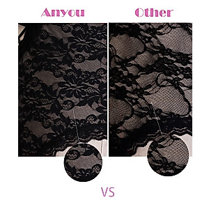 Anyou Plus size Lingerie for Women Stretchy Black Lace Teddy with Stockings Size XXL