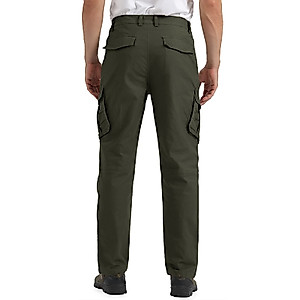 CRYSULLY Men's Cotton Tactical Trousers Outdoor Combat Hunting Safari Pants Army Green