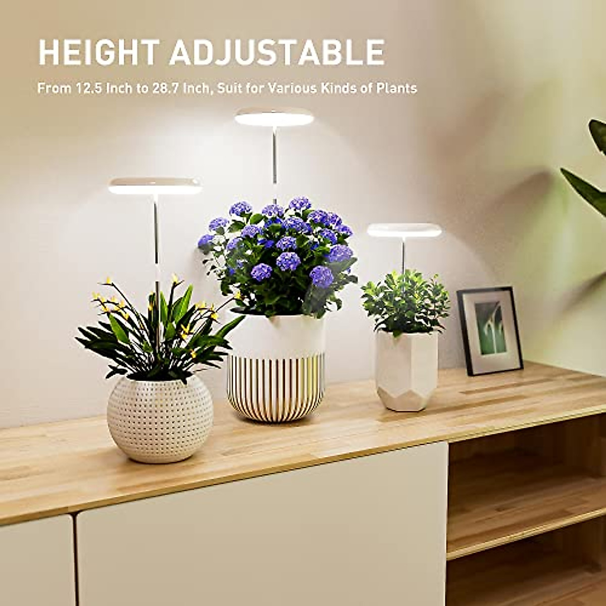 eWonLife Grow Lights for Indoor Plants, Plant Lamp Full Spectrum for Growing, 2 Pack, Height Adjustable with 3/9/12H Auto Timer, 3 Spectrum Modes with 72 LEDs