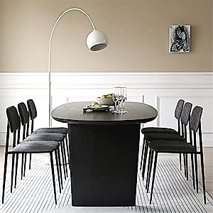 NIUYAO Modern Solid Oval Table with Double Pedestal, Natural Black Wood Top Table Simplicity Wabi-sabi Style Furniture for Dining Room Kitchen Leisure Coffee Table -55" L x 27.5" W x 29.5" H