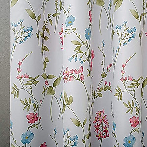 Linentalks Floral Bedroom Curtains 84 Inches Long 2 Panels Set, Farmhouse Thermal Insulated Blackout Curtains for Living Room, Grommet Room Darkening Curtains, Boho Black Out Curtains Green Red Multi