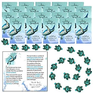 Smiling Wisdom - 20 Bulk Gift Sets - Employee Mini Appreciation Greeting Cards and Keepsake Gift Sets - 60 Pcs - Turquoise Sea Turtles