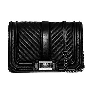 Rebecca Minkoff Chevron Quilted Small Love Crossbody, Black